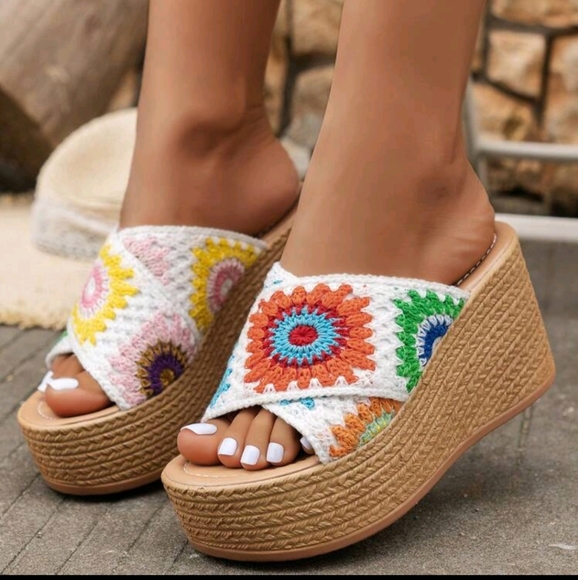 Shoes | Women Bohemian Embroidered Wedge Sandals With Thick Platform ...